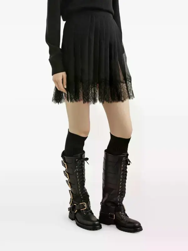 Dolce & Gabbana Pleated Mini Skirt With Lace Trim