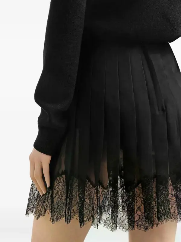 Dolce & Gabbana Pleated Mini Skirt With Lace Trim