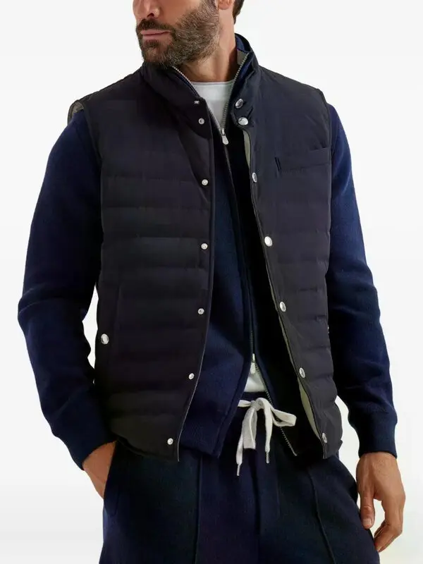 Brunello Cucinelli Quilted Snap-fastening Gilet - Blue