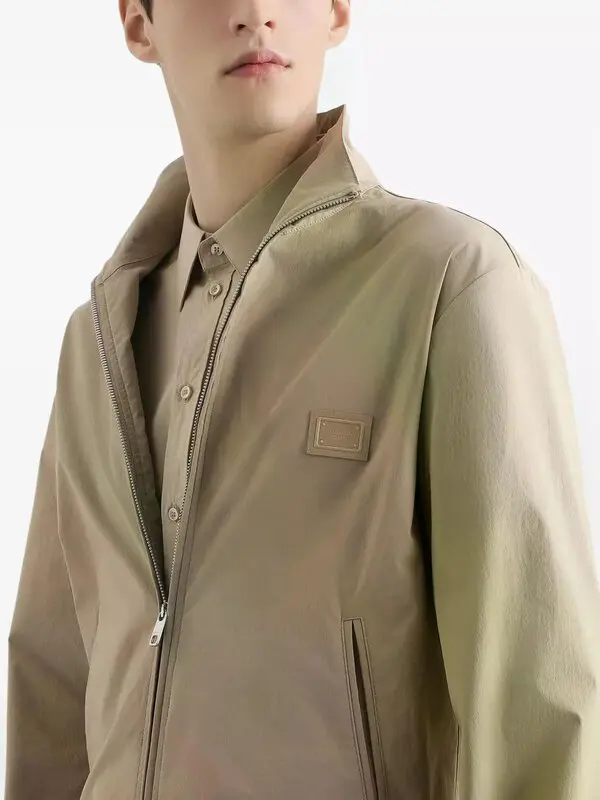 Dolce & Gabbana Lightweight Jacket With Logo Patch - Neutrals