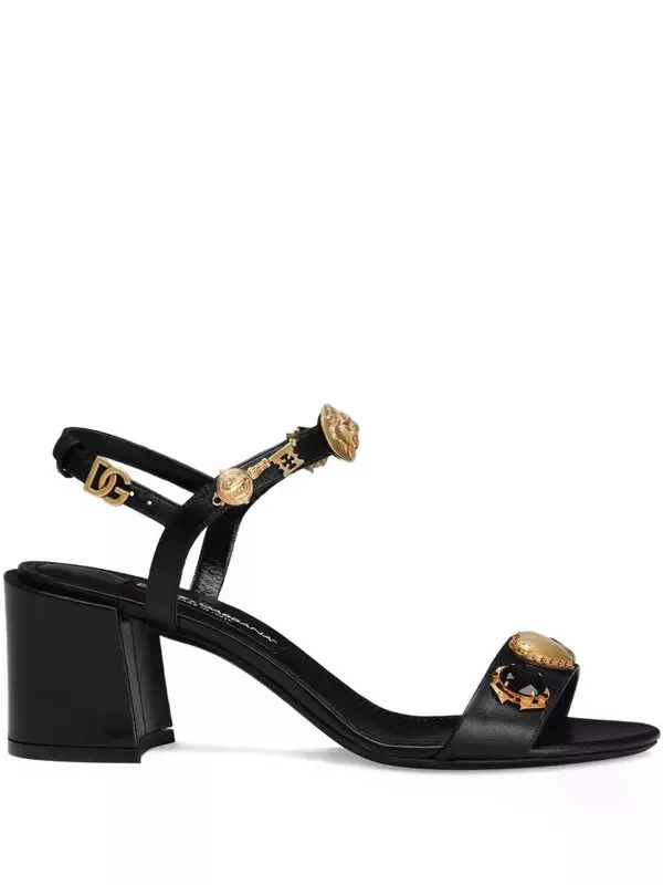 Dolce & Gabbana Embellished Goatskin Sandals With Stones - Black