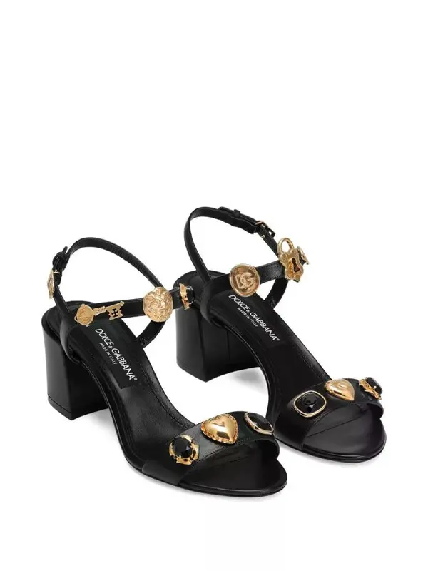 Dolce & Gabbana Embellished Goatskin Sandals With Stones - Black