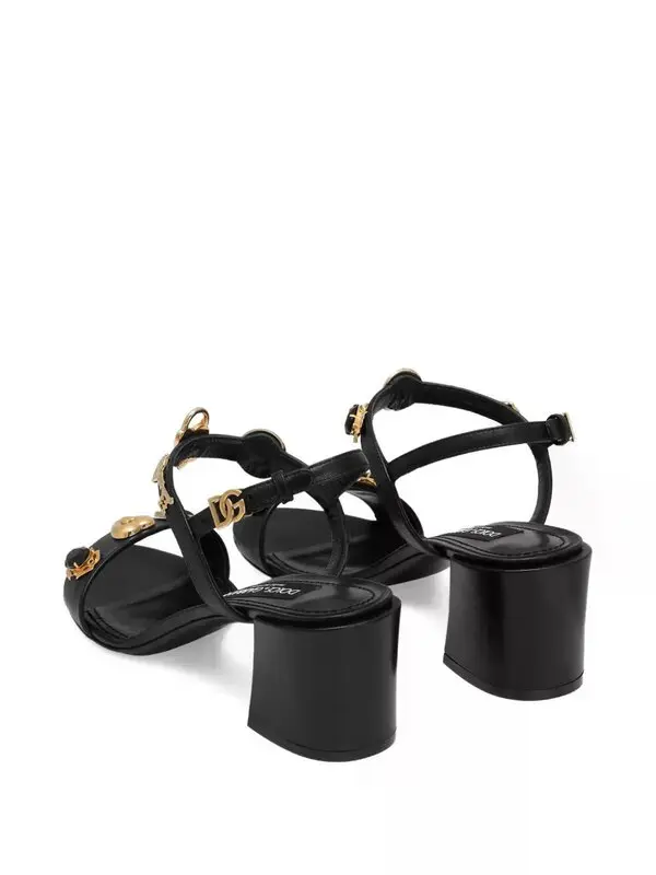 Dolce & Gabbana Embellished Goatskin Sandals With Stones - Black