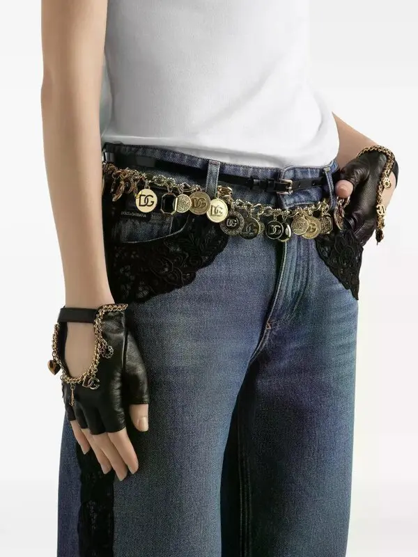 Dolce & Gabbana Lace Paneled Straight Leg Jeans