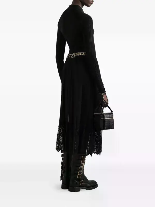 Dolce & Gabbana Midi Pleated Lace-trim Skirt