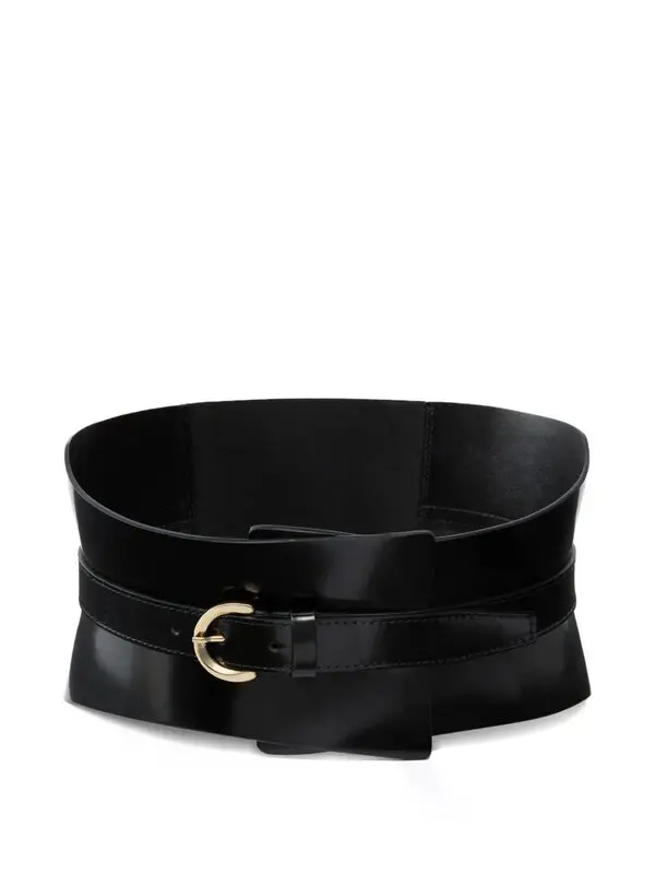 Pinko Leather Curved Belt - Black