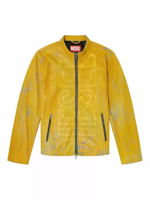 DIESEL® L-evert-a Leather Zip-front Jacket - Yellow