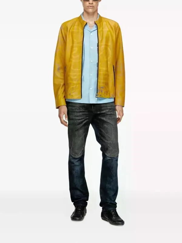 DIESEL® L-evert-a Leather Zip-front Jacket - Yellow