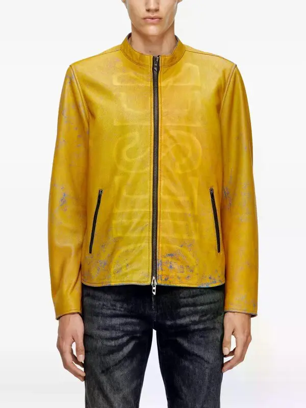 DIESEL® L-evert-a Leather Zip-front Jacket - Yellow
