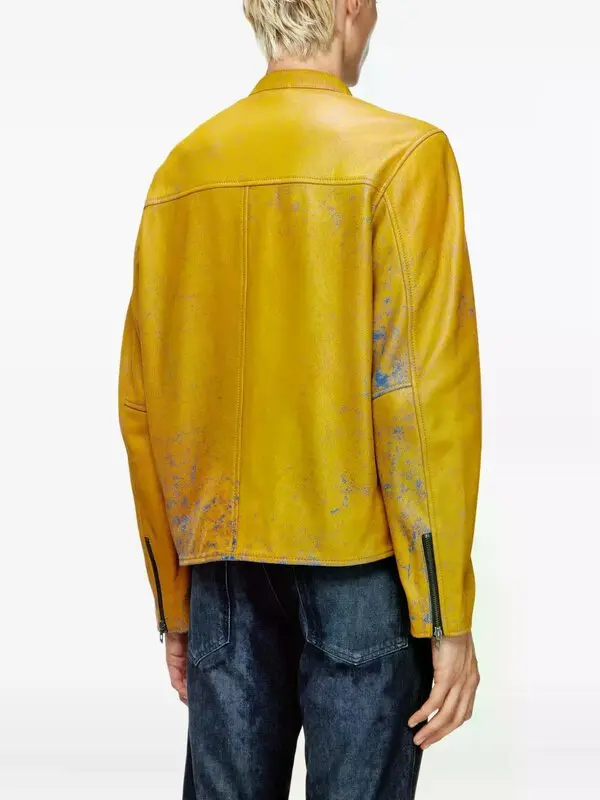 DIESEL® L-evert-a Leather Zip-front Jacket - Yellow