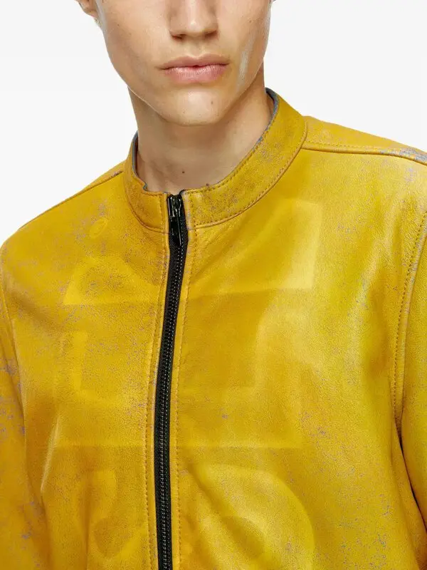 DIESEL® L-evert-a Leather Zip-front Jacket - Yellow