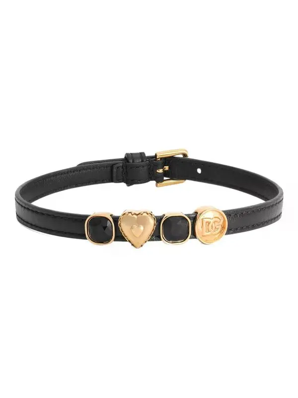 Dolce & Gabbana Embellished Leather Choker - Black