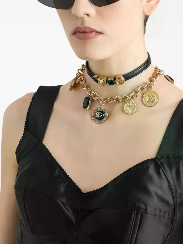 Dolce & Gabbana Embellished Leather Choker