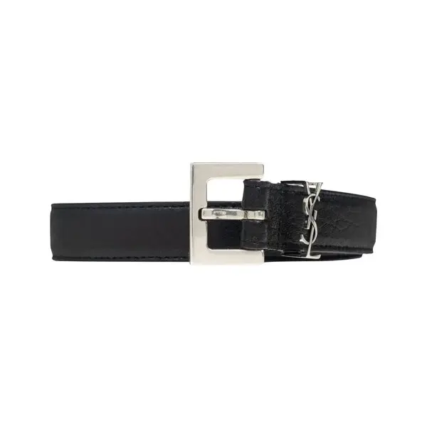 Saint Laurent Logo Buckled Belt - Black