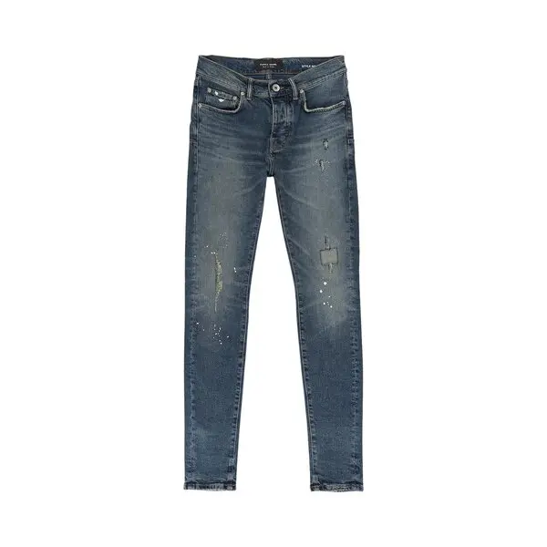 PURPLE BRAND Torn Dark Paint Skinny Jeans