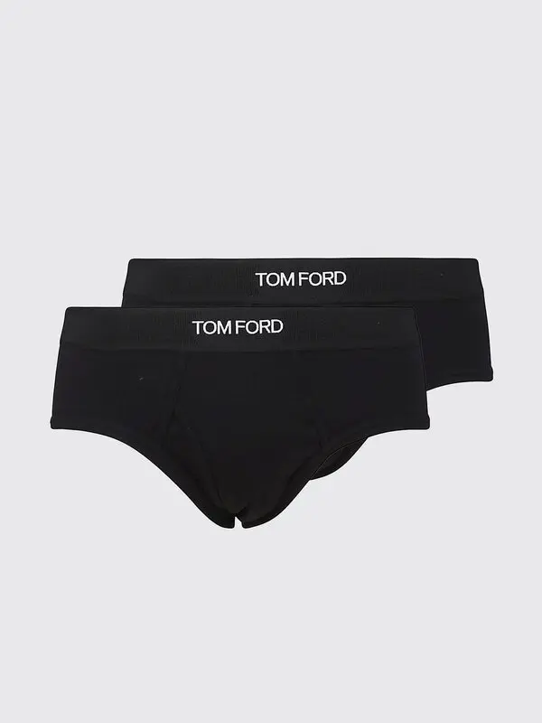 TOM FORD Two-pack Stretch-cotton Briefs With Logo Waistband - Black 1