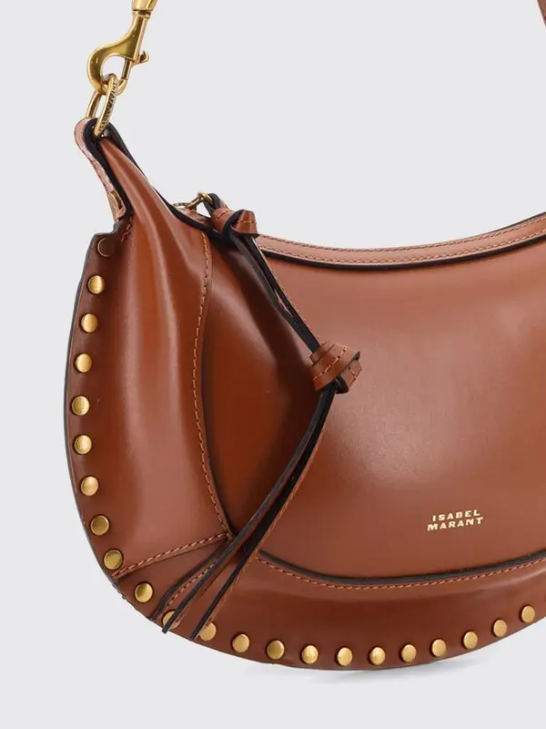 Isabel Marant Étoile Oskan Moon Studded Leather Shoulder Bag - Brown