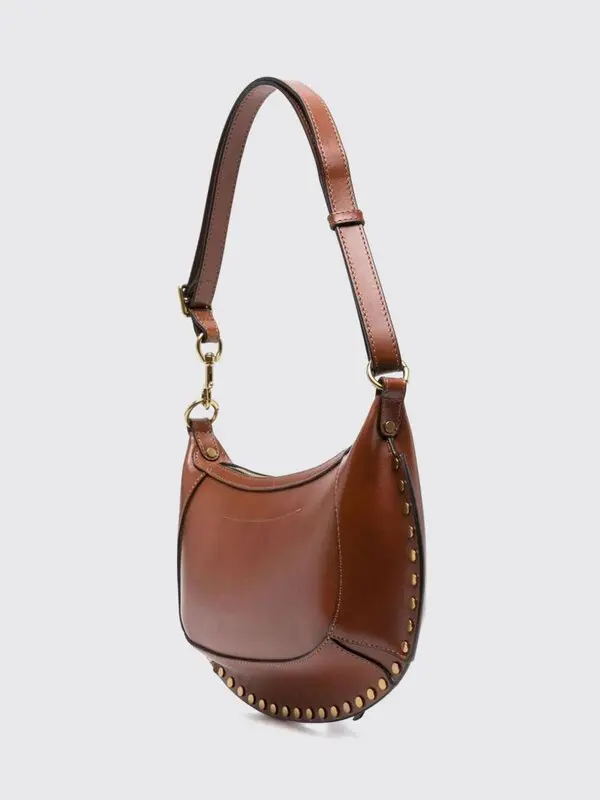 Isabel Marant Étoile Oskan Moon Studded Leather Shoulder Bag - Brown