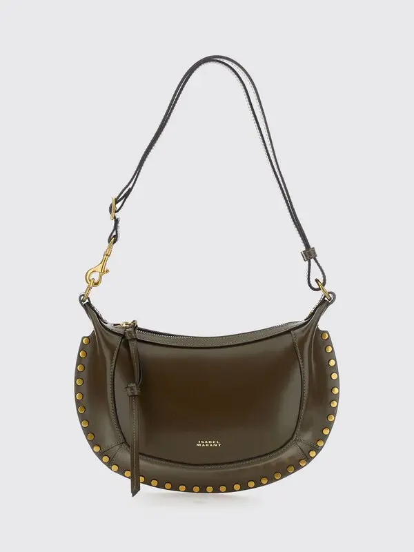Isabel Marant Étoile Oskan Moon Studded Leather Shoulder Bag - Green
