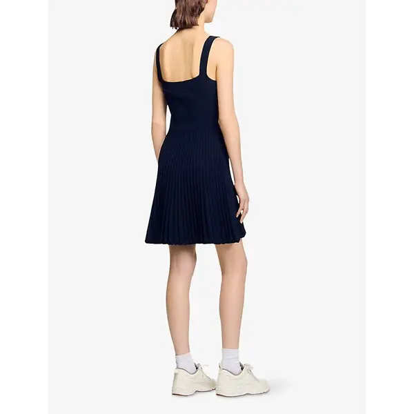 Sandro Sleeveless Pleated Knitted Mini Dress