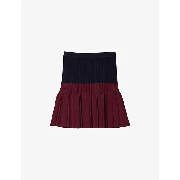 Sandro Knitted Mini Skirt With Pleated Hem