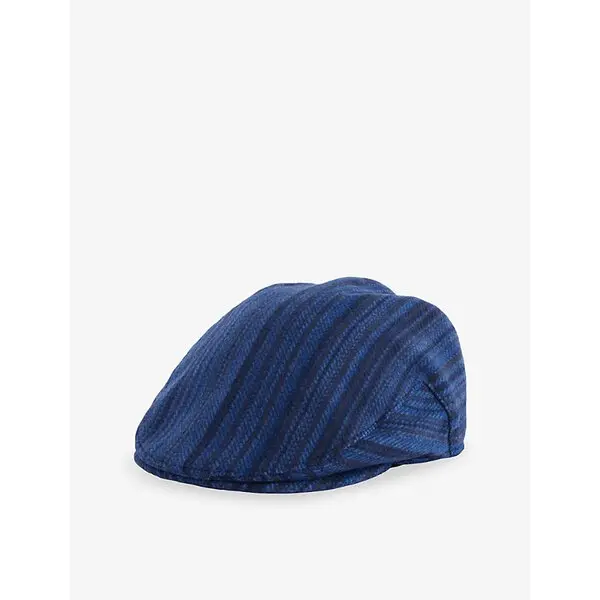 Paul Smith Signature Stripe Wool Flat Cap - Very Dark Navy