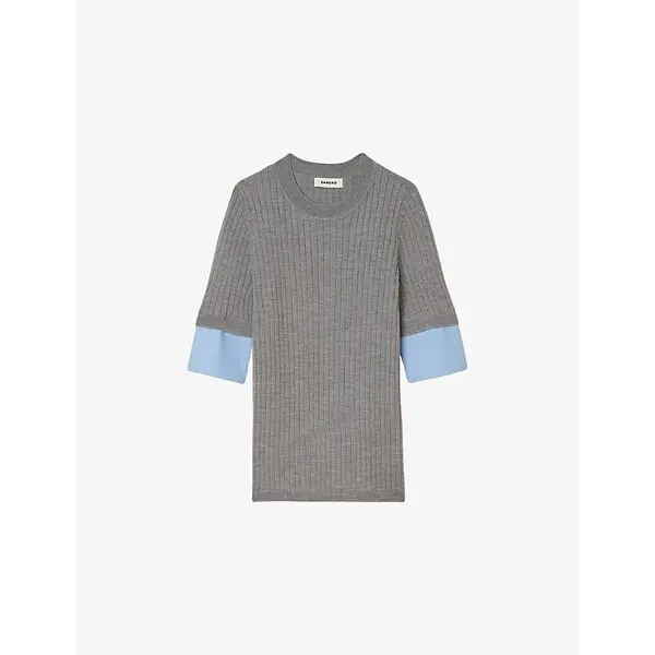 Sandro Cropped Wool And Cashmere-blend Jumper