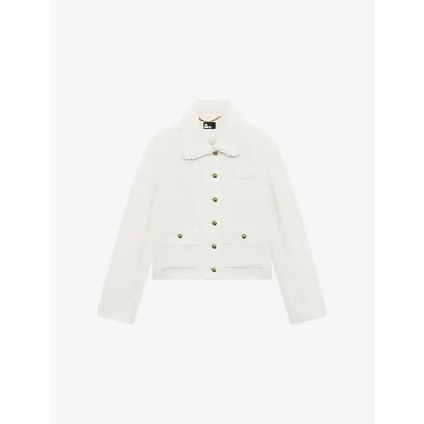 The Kooples Collared Crop Tweed Jacket