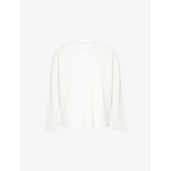THE COUTURE CLUB Waffle Long-sleeve Cotton Top - Off White