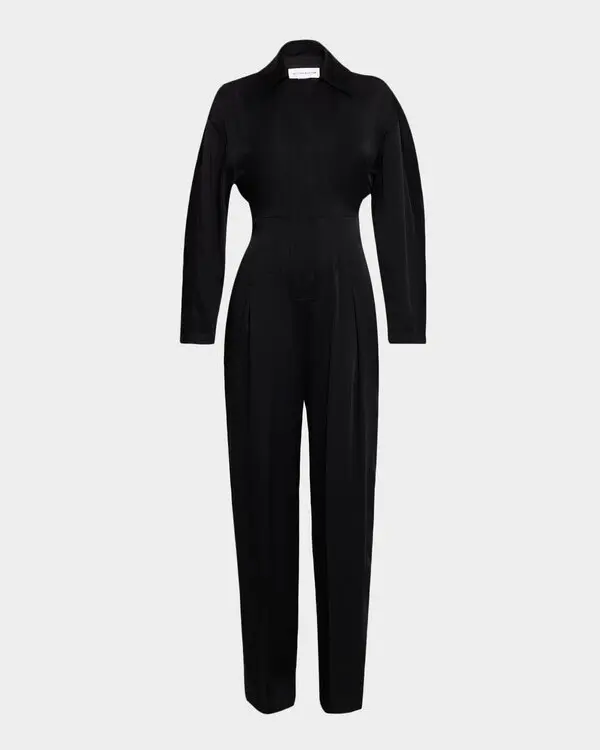 Victoria Beckham Fluid Satin Straight-leg Jumpsuit - Black