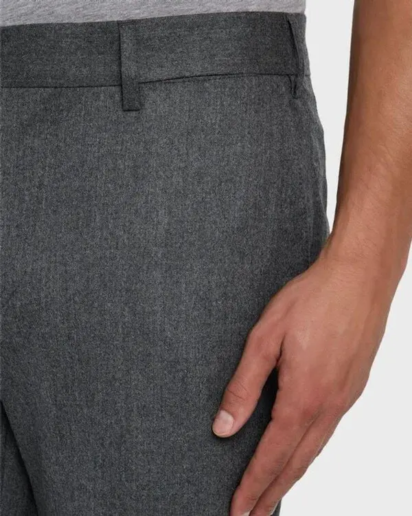 Brunello Cucinelli Wool Flannel Flat-front Pants - Medium Grey