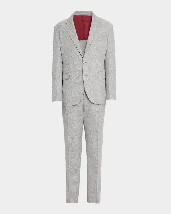 Brunello Cucinelli Plaid Donegal Effect Two-piece Suit - Light Grey