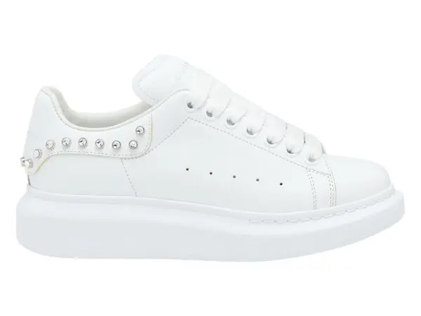 Alexander McQueen Oversized Rhinestone Sneakers - White/silver
