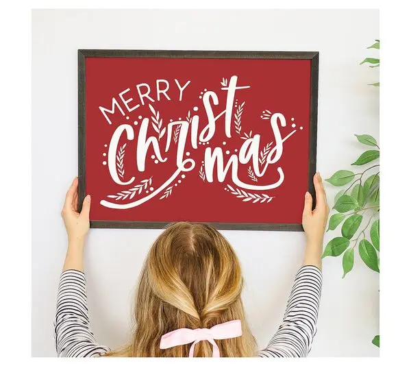 SINCERE SURROUNDINGS 24' Merry Christmas Red Th In Frame - One-color