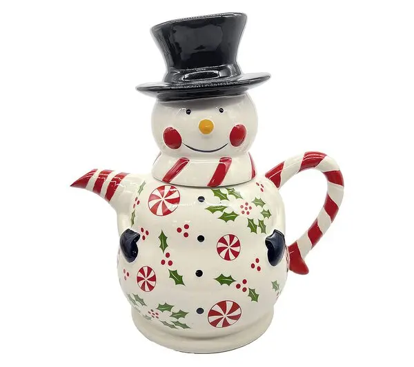 TEMP-TATIONS As Is Nostalgic Seasonal 1.75qt Snowman Teapot - One-color