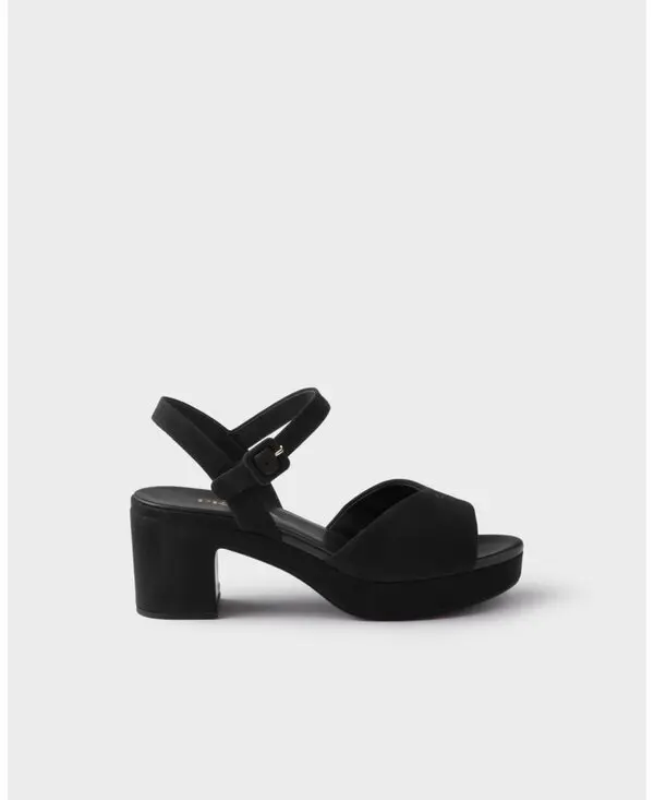 Prada Padded Suede Sandals - Black