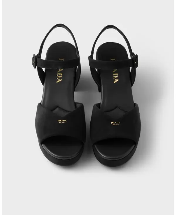 Prada Padded Suede Sandals - Black