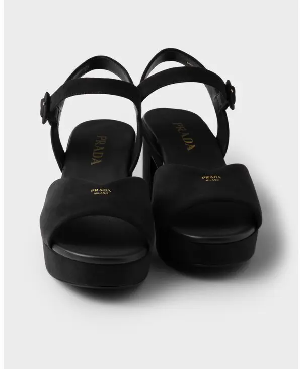 Prada Padded Suede Sandals - Black