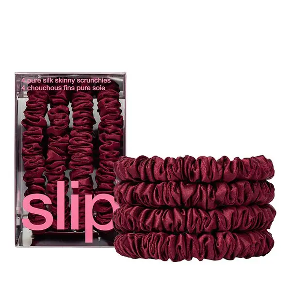Slip Pure Silk Skinny Scrunchies Set Of 4 - Maroon