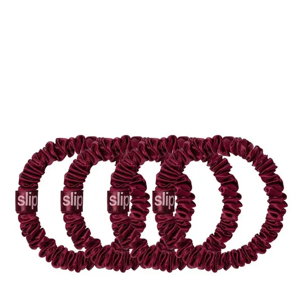 Slip Pure Silk Skinny Scrunchies Set Of 4 - Maroon