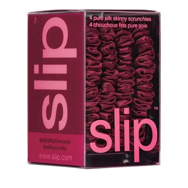 Slip Pure Silk Skinny Scrunchies Set Of 4 - Maroon
