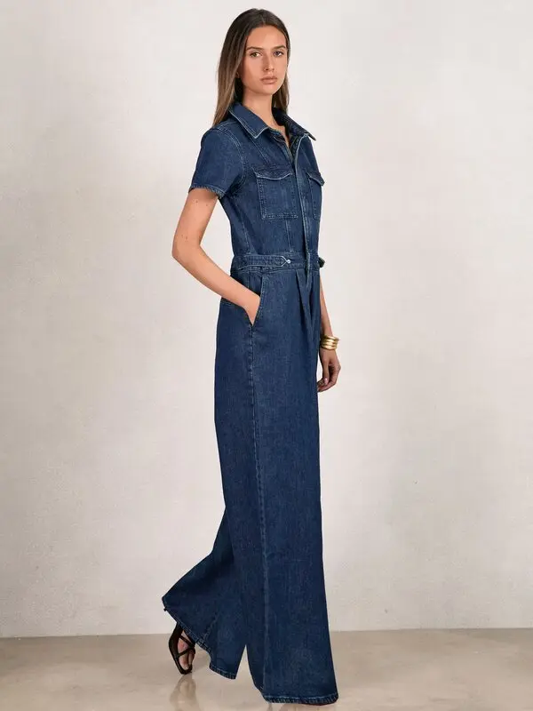 Good American Wide-leg Denim Jumpsuit - Dark Indigo