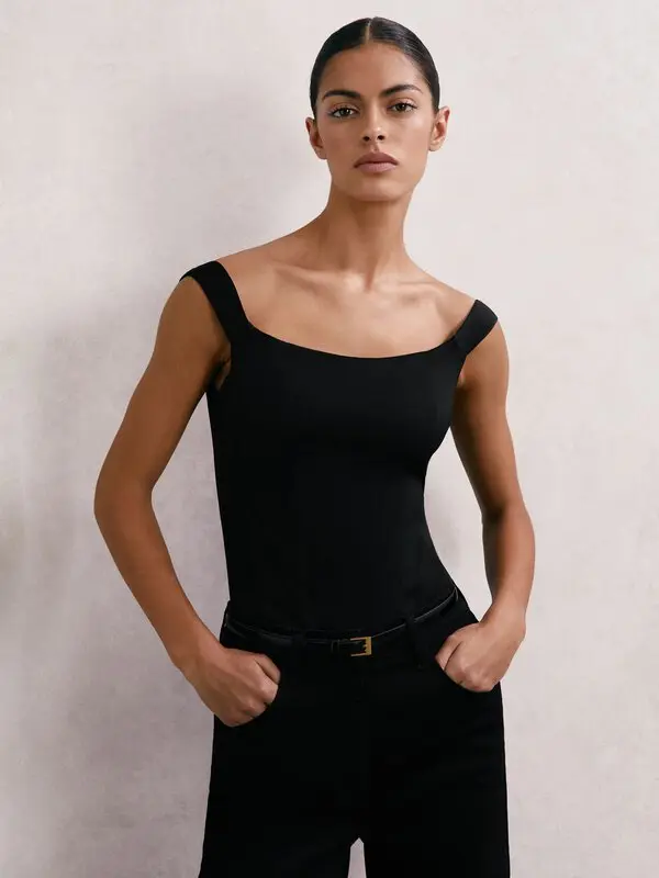 Good American Scuba Corset Bodysuit - Black