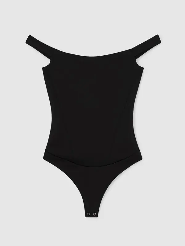 Good American Scuba Corset Bodysuit - Black
