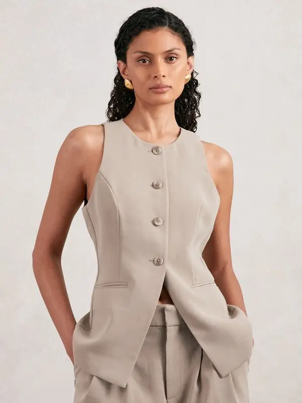 Good American Tailored Vest - Beige