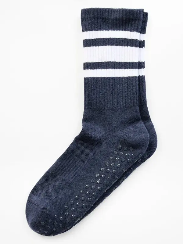 Athleta Pilates Gripper Crew Socks - Eclipse/white