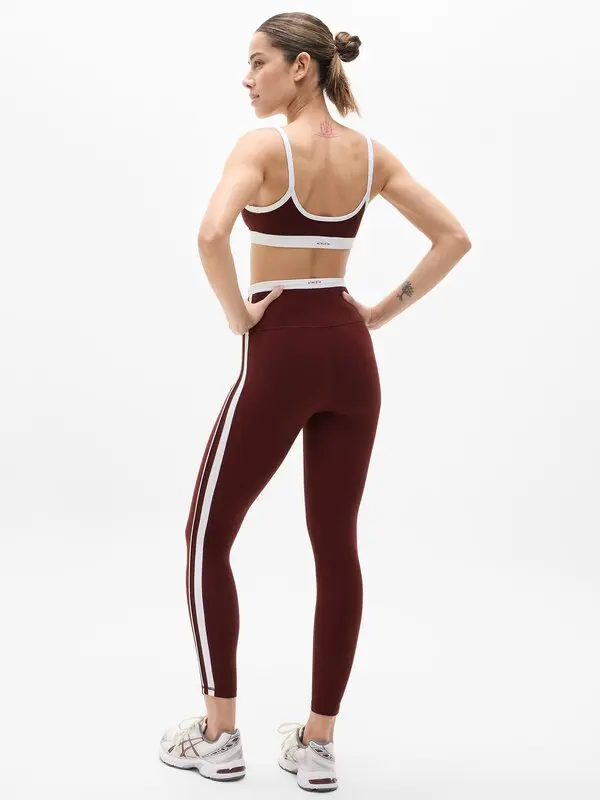 Athleta Elation Sport Stripe 7/8 Leggings - Garnet/white