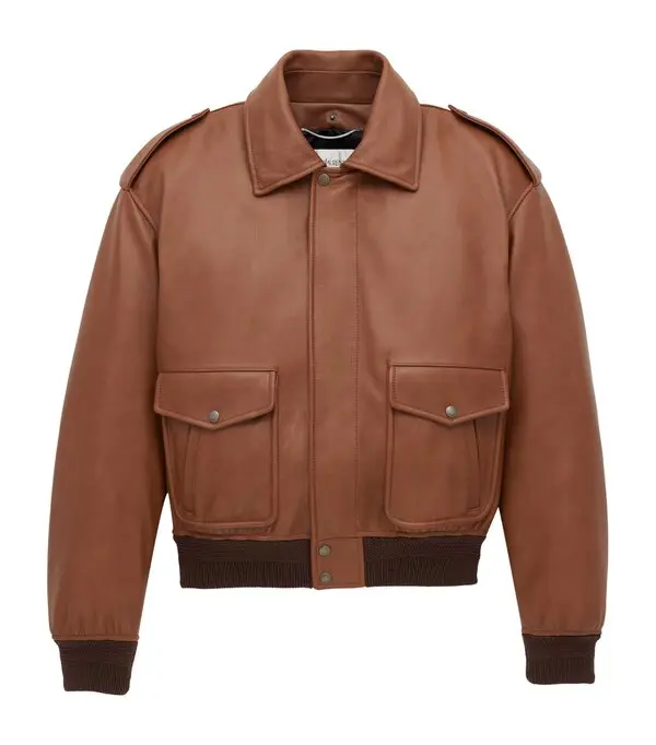 Saint Laurent Shearling Collar Leather Jacket