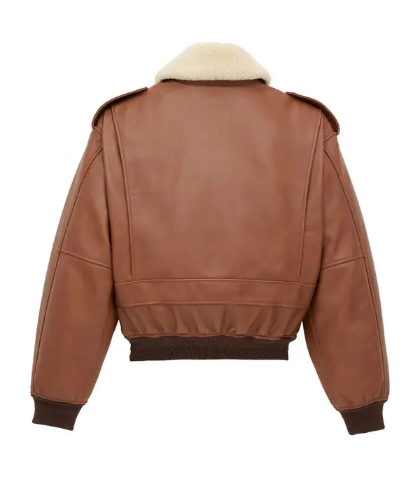 Saint Laurent Shearling Collar Leather Jacket
