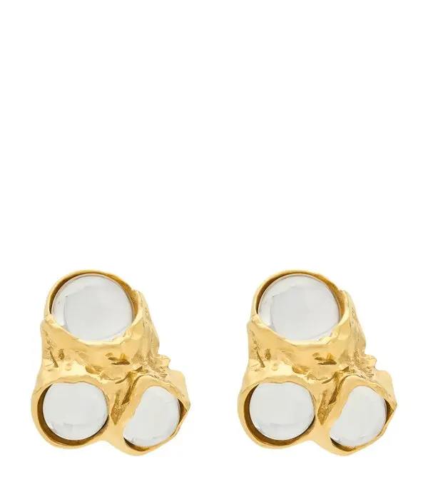 Saint Laurent Resin-detail Clip-on Earrings - Nude